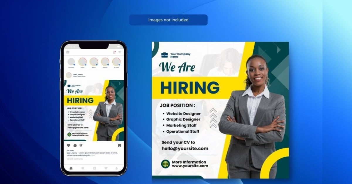 Hiring PSD Banner: Job Vacancy Template Square White