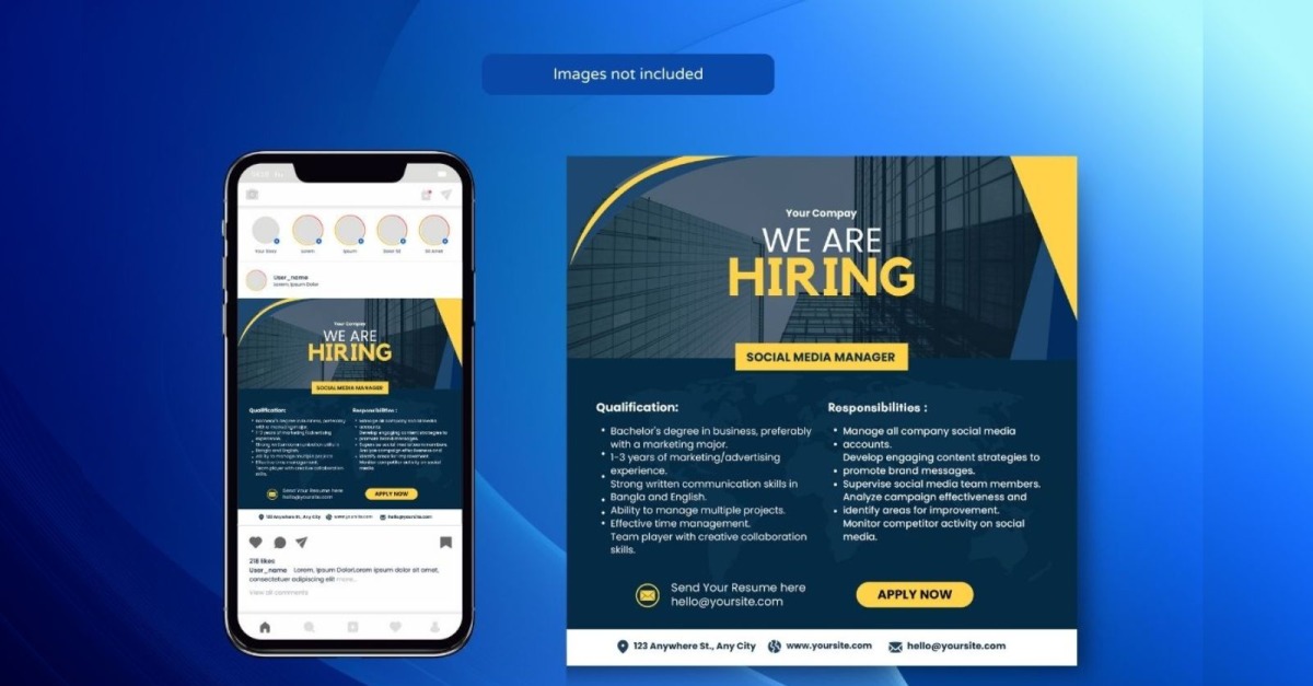 Hiring PSD Job Vacancy: Banner Template Blue