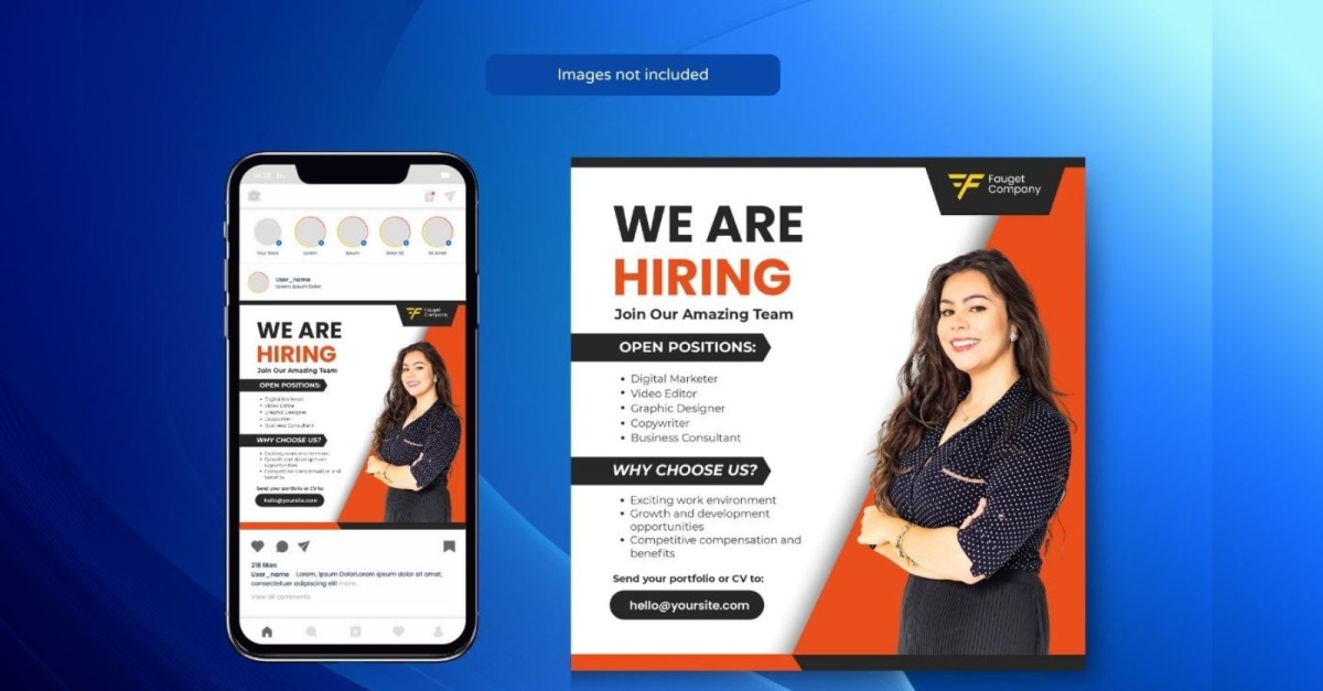 PSD Hiring Template: Job Vacancy Social Media Post White