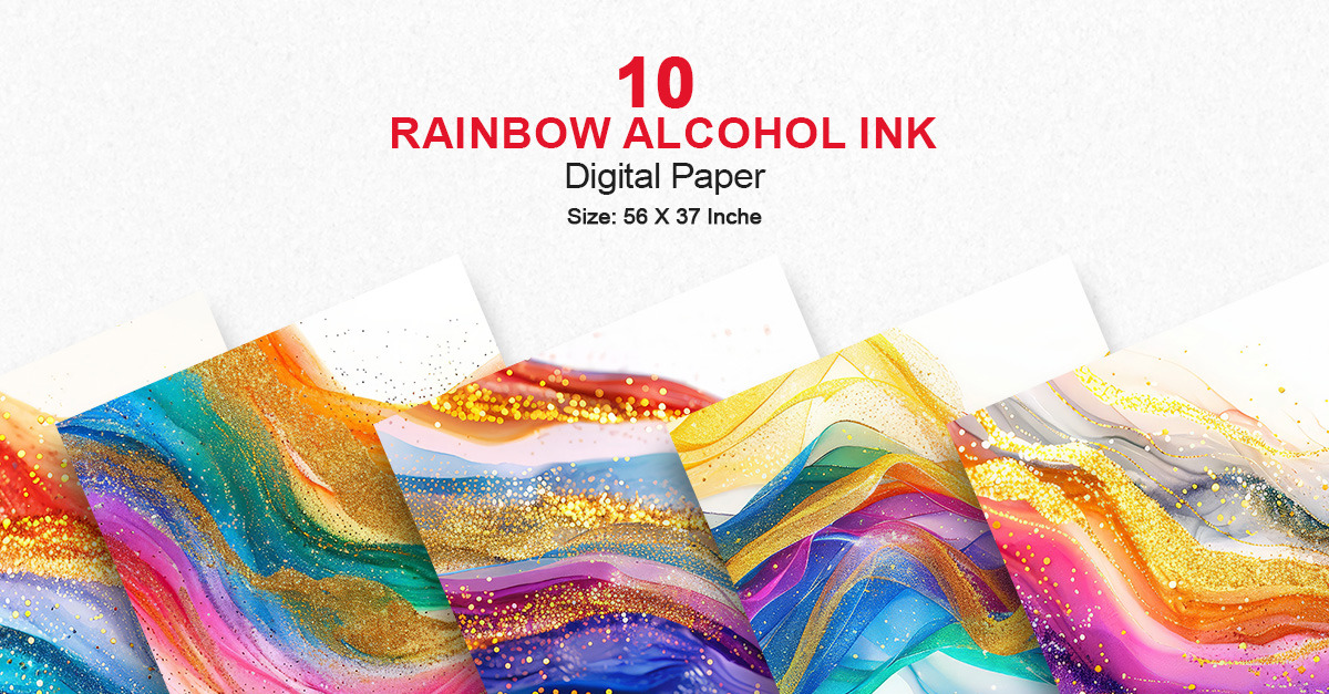 Colorful Rainbow gold glitter alcohol ink texture, Abstract digital ...