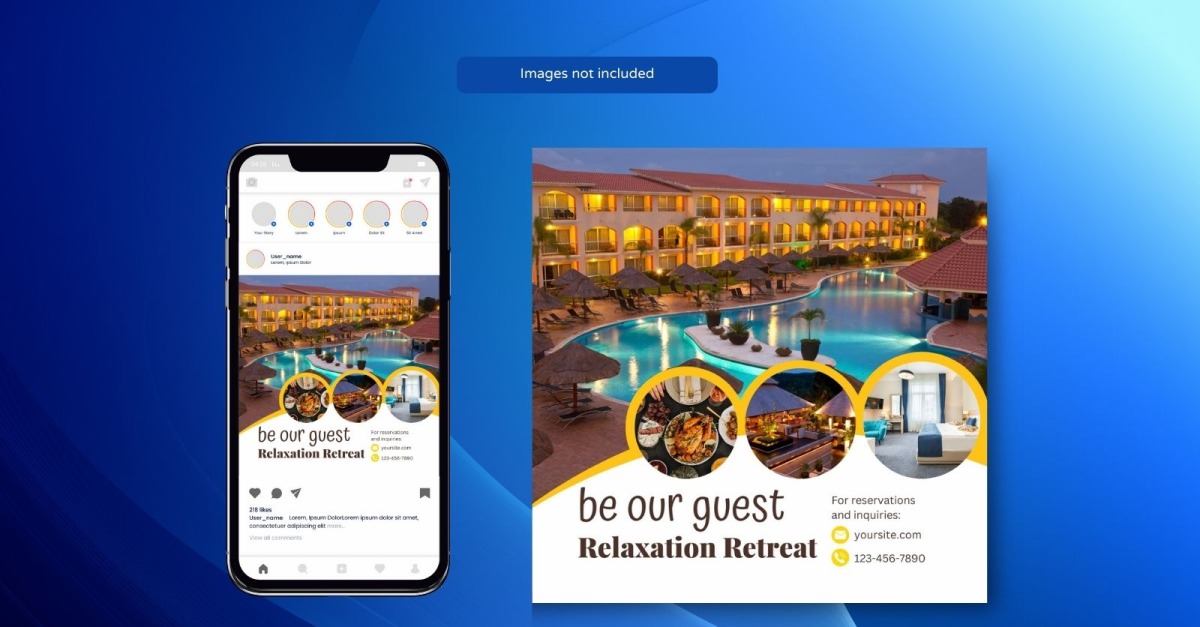 Minimal Social Media Post Template for Hotels or Resort