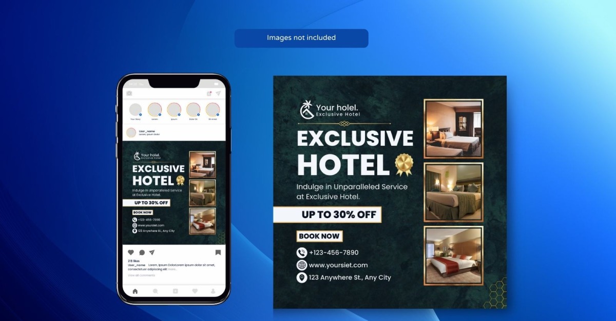 Social Media Post Template for Hotels or Resort Business