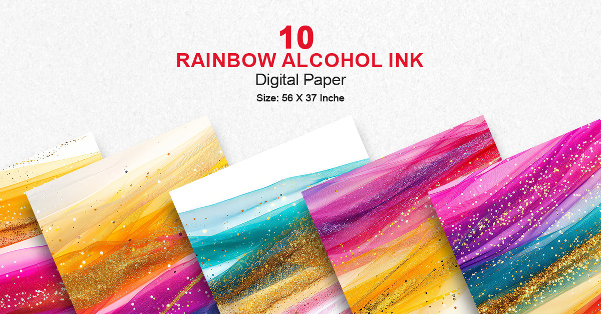 Watercolor Gold Glitter Splatter Background, rainbow alcohol ink art