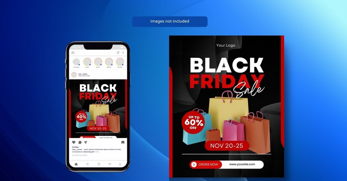 Social Media Black Friday Promotions Poster Modern Abstract PSD