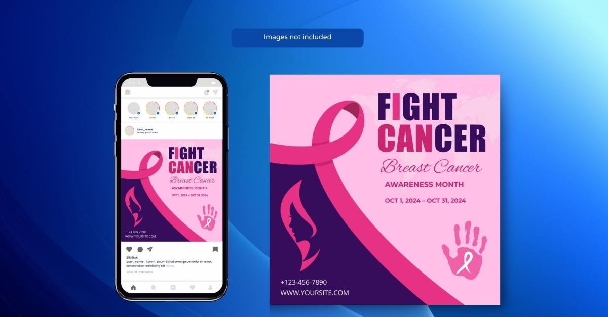 Breast Cancer Awareness Social Media Post PSD Template