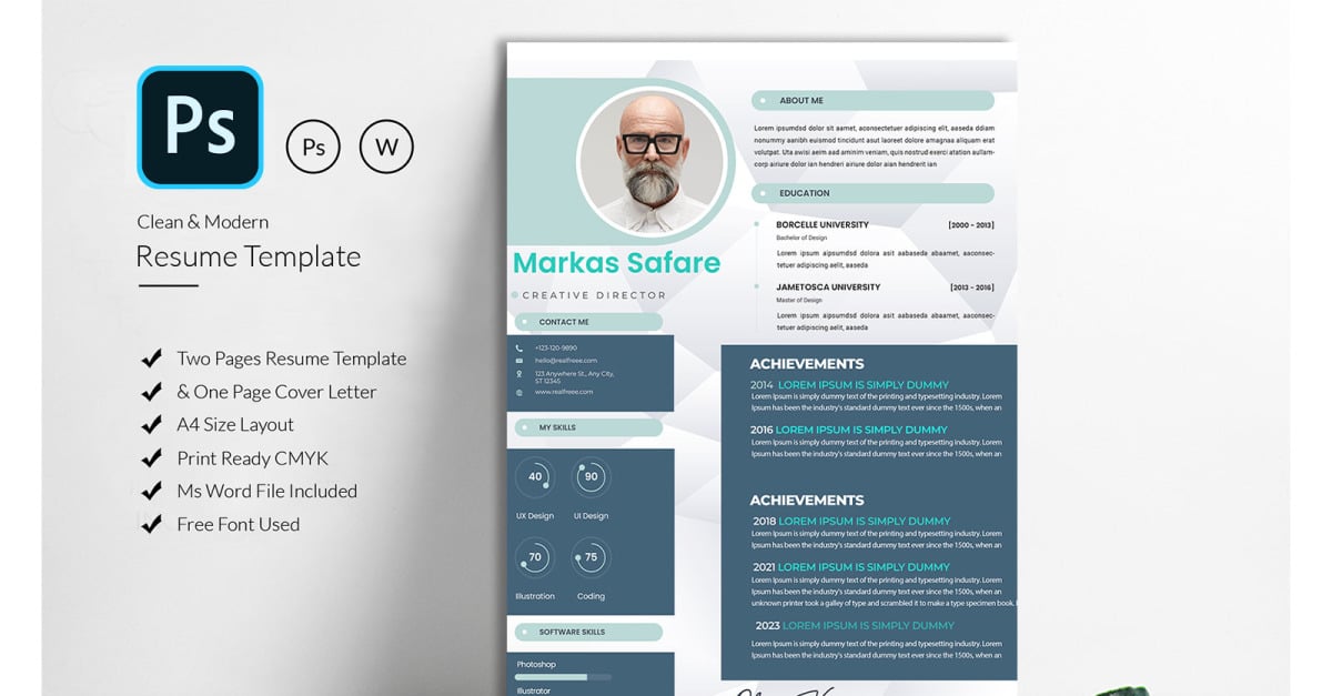 Cover Letter And Resume Star PSD Template - TemplateMonster