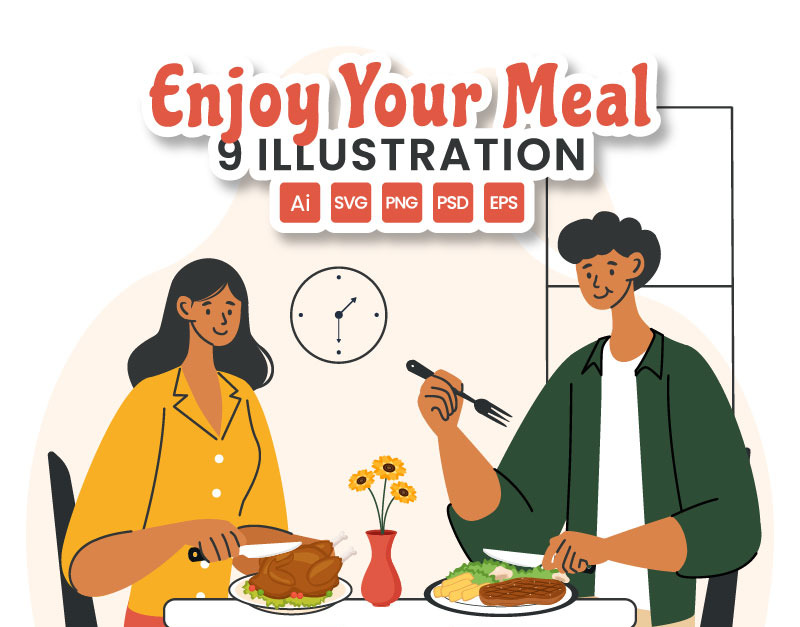 9 Enjoy Your Meal Vector Illustration - TemplateMonster