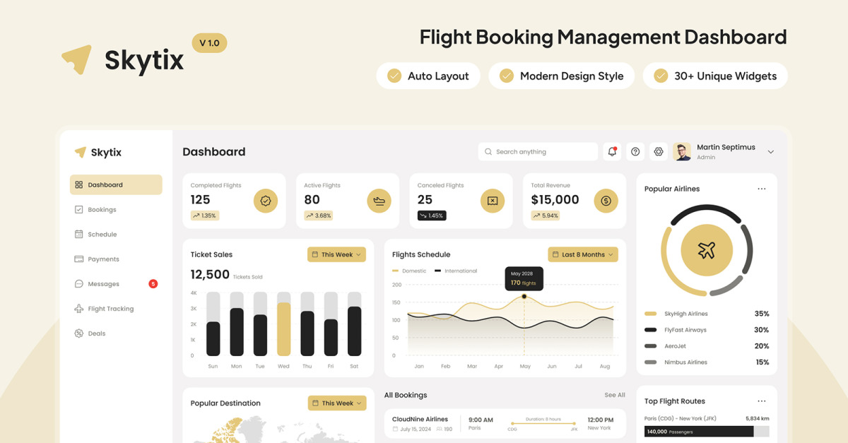 Skytix - Flight Booking Management Dashboard
