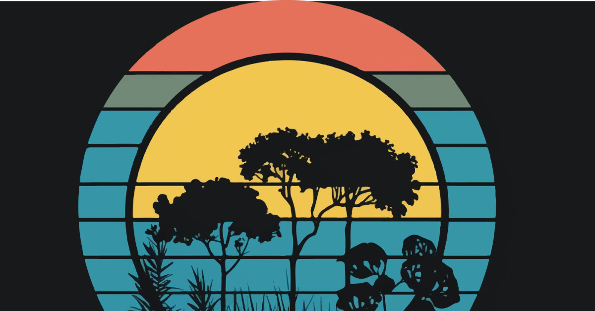 Tree and sun silhouette design illustration - TemplateMonster