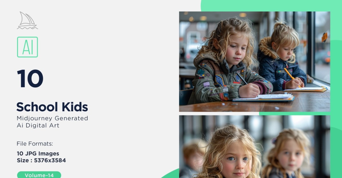 Kids Students in school Class Set 14 - TemplateMonster