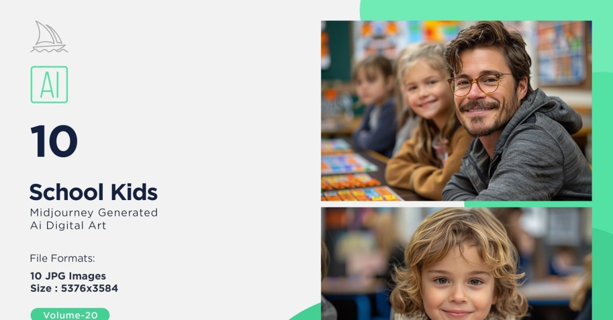 Kids Students in school Class Set 20 - TemplateMonster