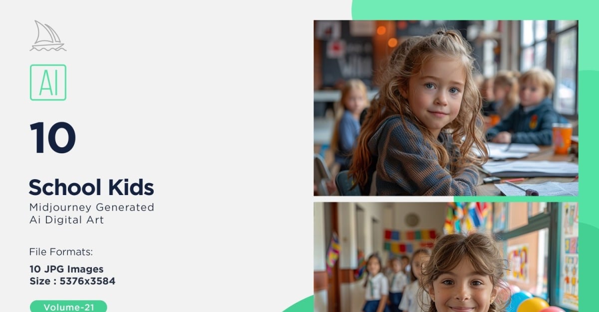 Kids Students in school Class Set 21 - TemplateMonster