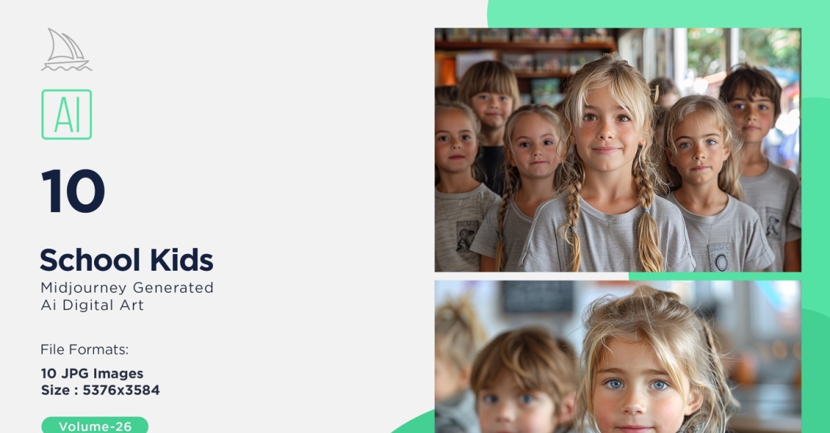 Kids Students in school Class Set 26 - TemplateMonster