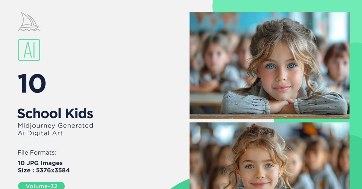 Kids Students in school Class Set 32 - TemplateMonster