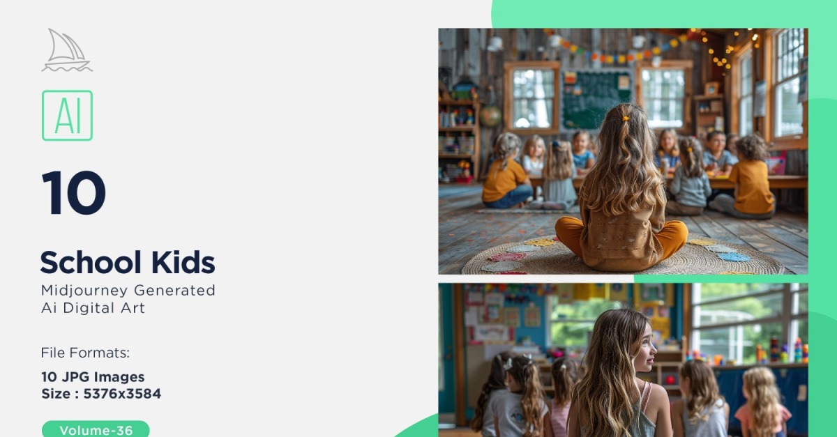 Kids Students in school Class Set 36 - TemplateMonster