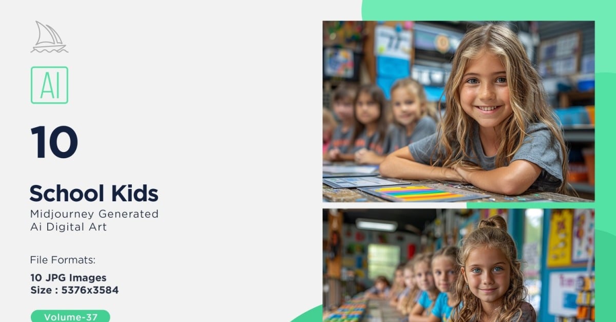 Kids Students in school Class Set 37 - TemplateMonster