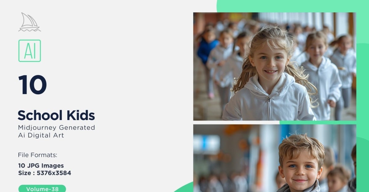 Kids Students in school Class Set 38 - TemplateMonster