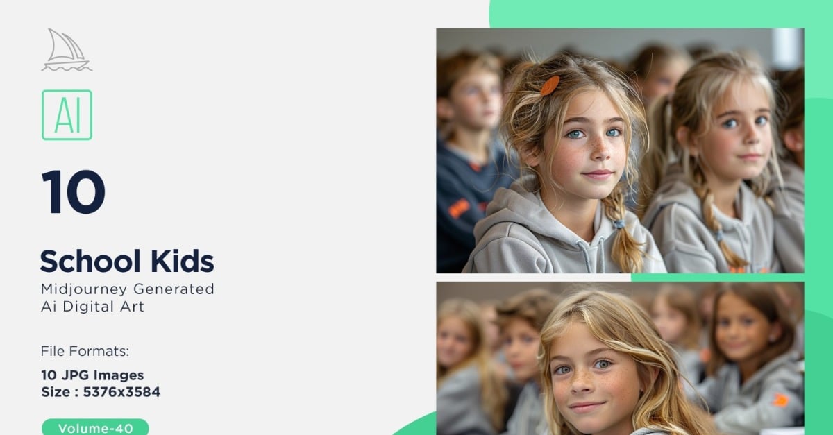 Kids Students in school Class Set 40 - TemplateMonster