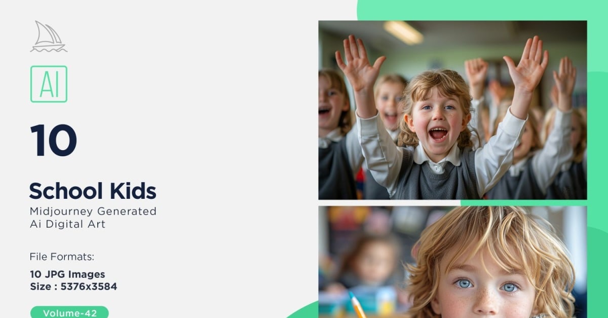 Kids Students in school Class Set 42 - TemplateMonster