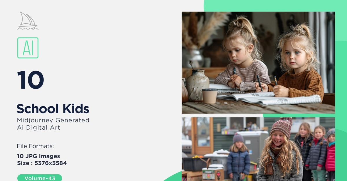 Kids Students in school Class Set 43 - TemplateMonster