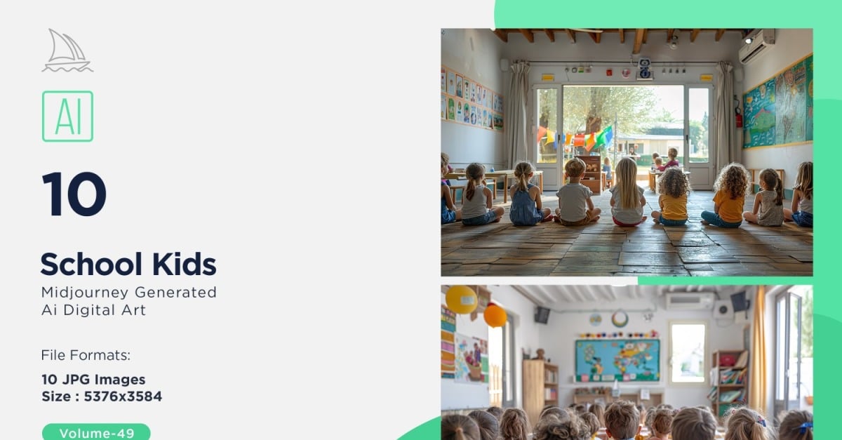 Kids Students in school Class Set 49 - TemplateMonster