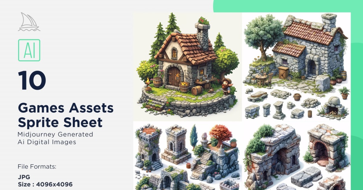 Feuille de Sprite des actifs de jeux sur fond blanc, ensemble 26