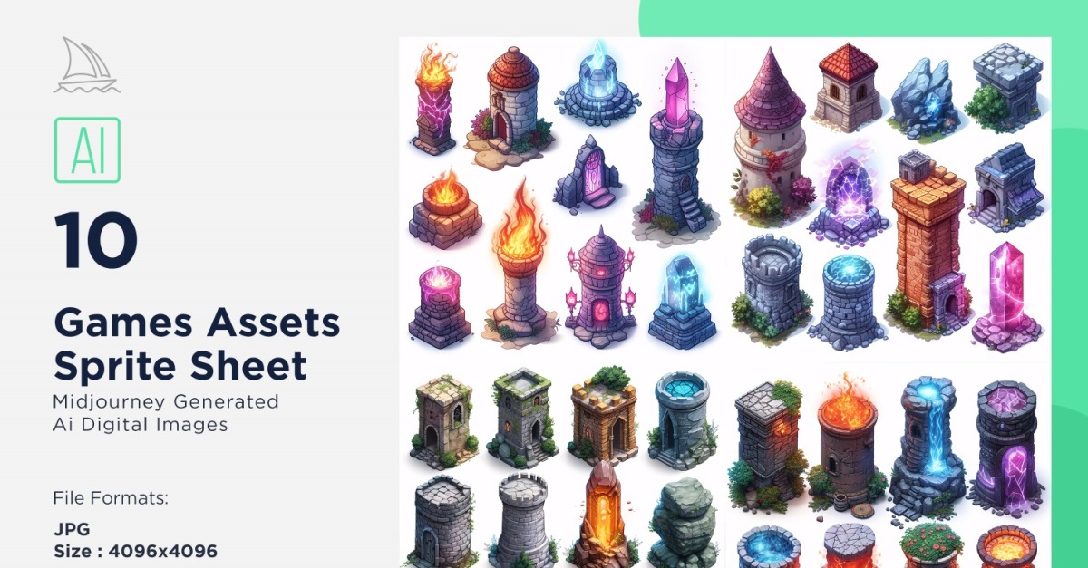 Games Assets Sprite Sheet on White Background Set 06