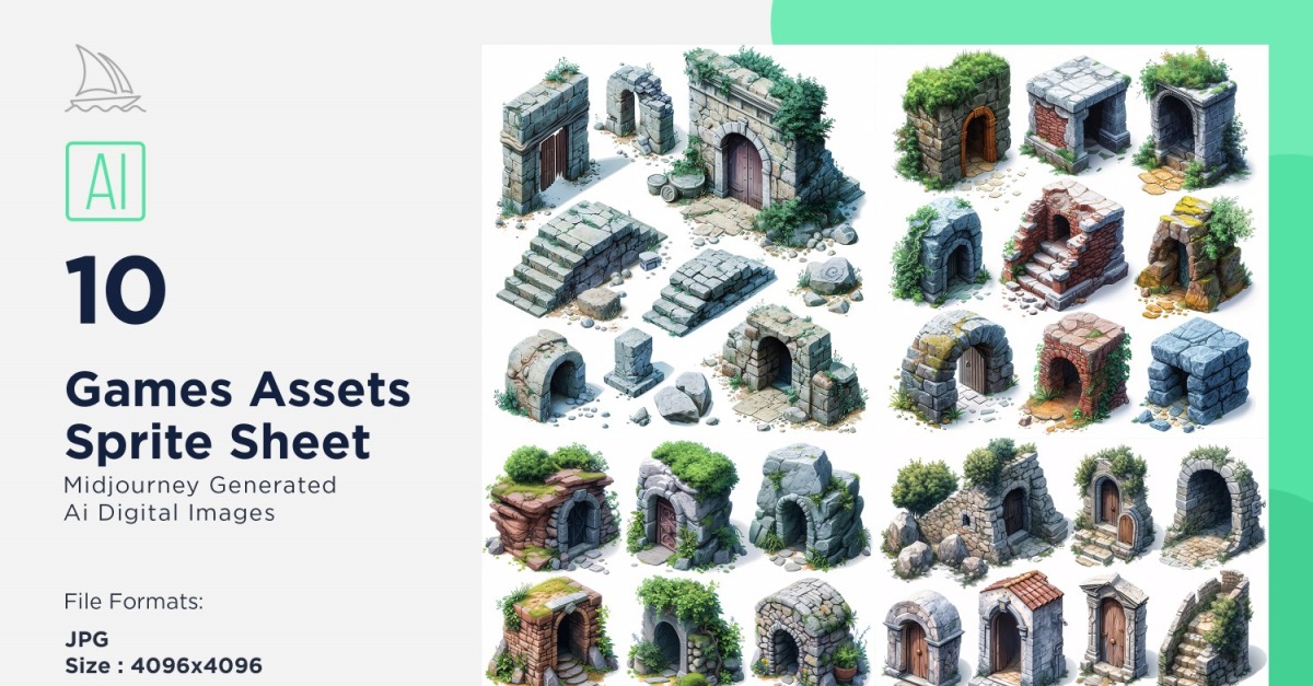 Games Assets Sprite Sheet on White Background Set 07