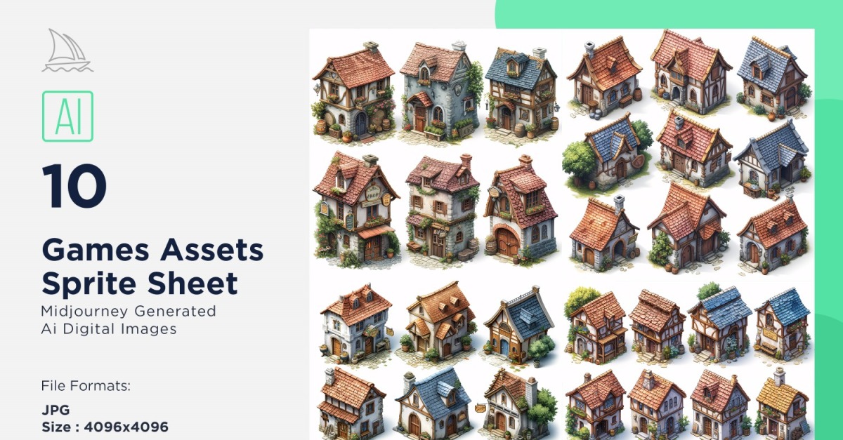 Games Assets Sprite Sheet on White Background Set 10