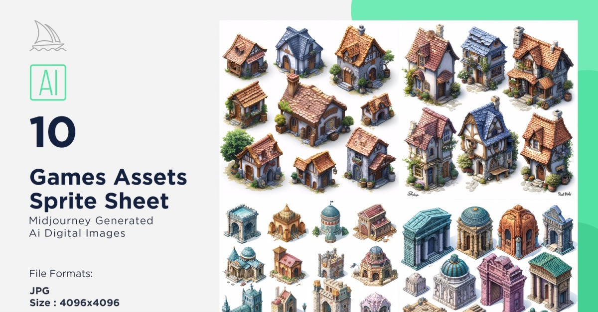 Games Assets Sprite Sheet on White Background Set 15