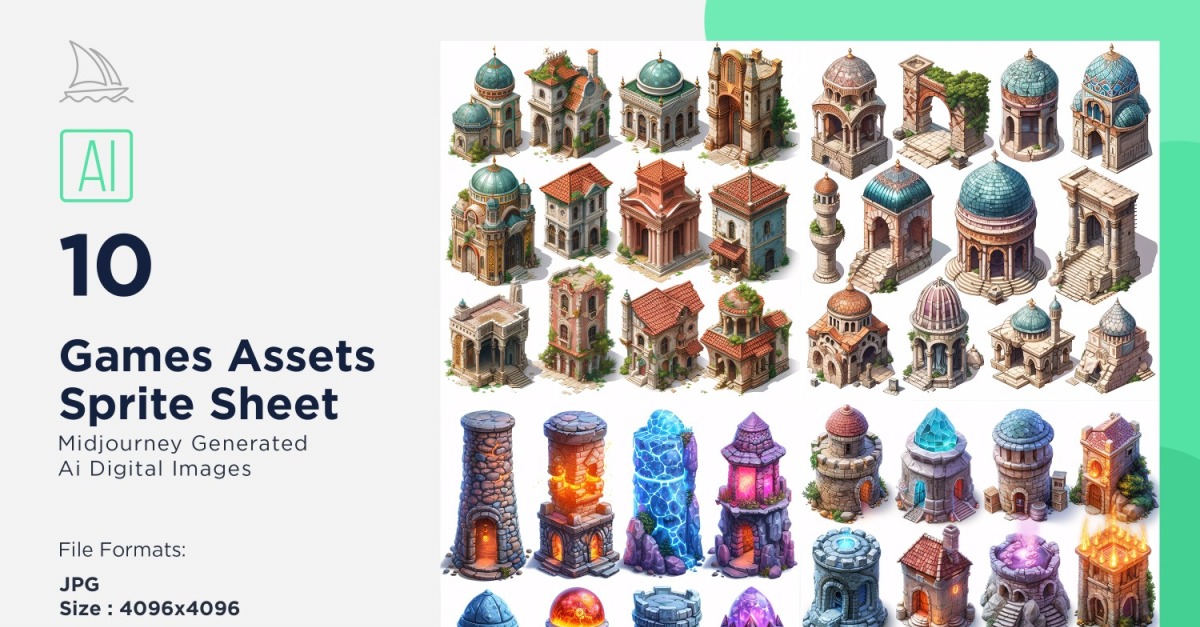 Games Assets Sprite Sheet on White Background Set 16