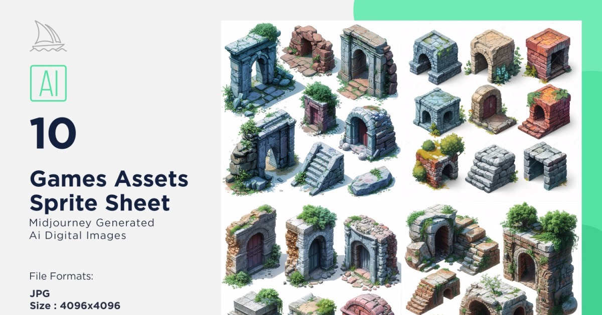 Games Assets Sprite Sheet on White Background Set 17