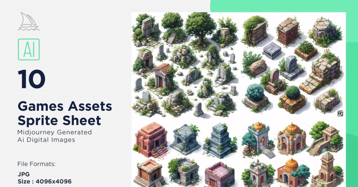 Games Assets Sprite Sheet on White Background Set 18