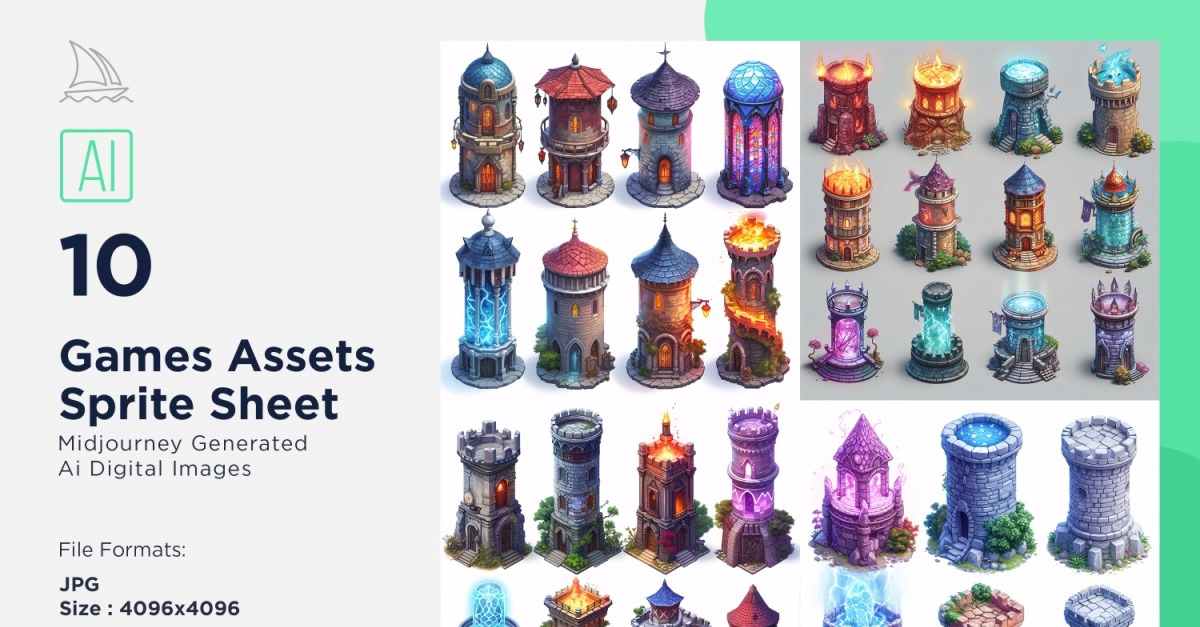 Games Assets Sprite Sheet on White Background Set 21