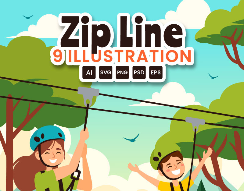 9 Zip Line Activity Illustration #438140 - TemplateMonster