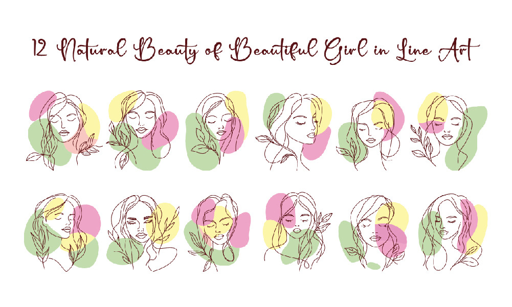 12 Natural Beauty of Beautiful Girl in Line Art