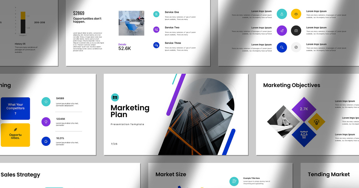 Dijital Pazarlama Planı PowerPoint Sunumu - TemplateMonster