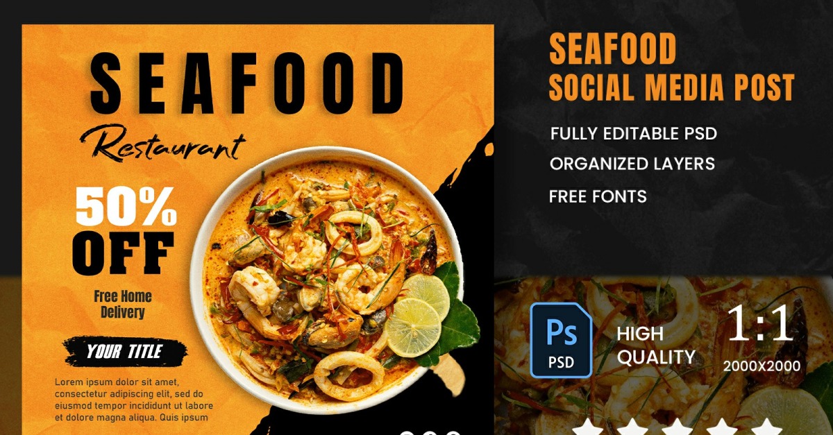 Fresh Seafood Restaurant Promotional FREE PSD Template