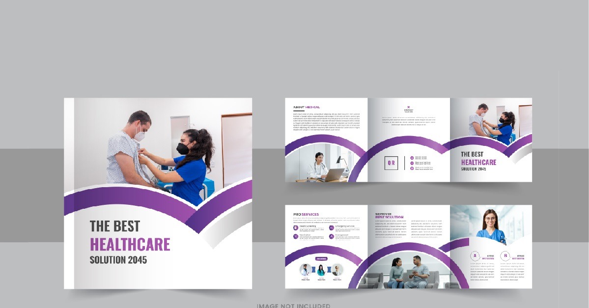 Healthcare, medical square trifold brochure or medical clinic service ...