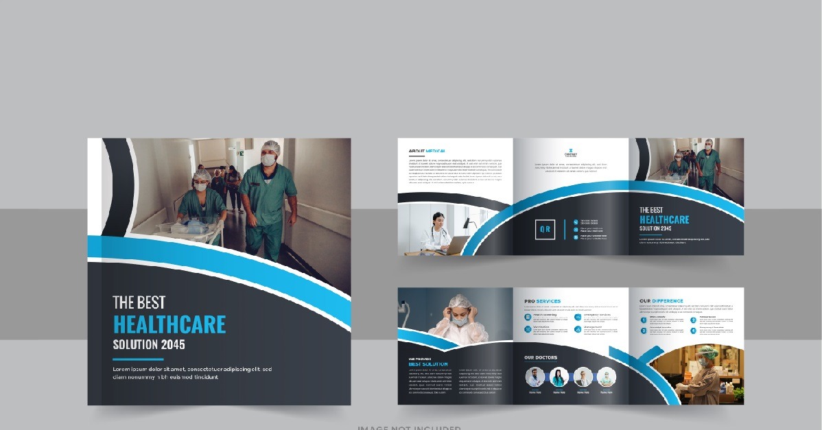 Healthcare, medical square trifold brochure or medical clinic service ...