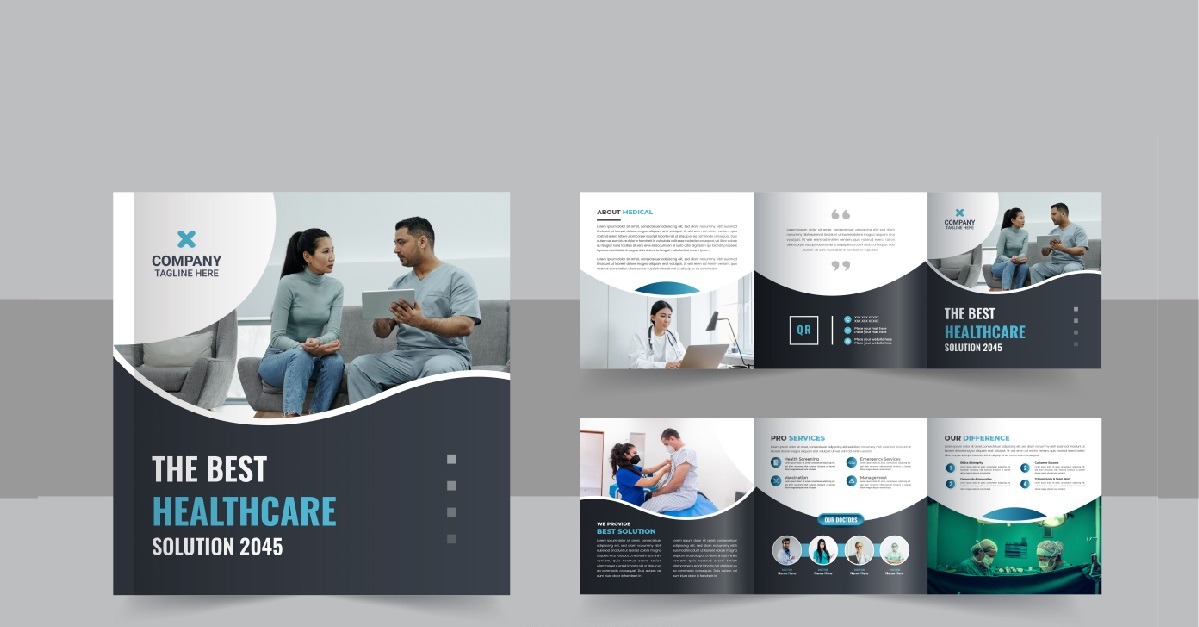 Healthcare, medical square trifold brochure or medical clinic service ...