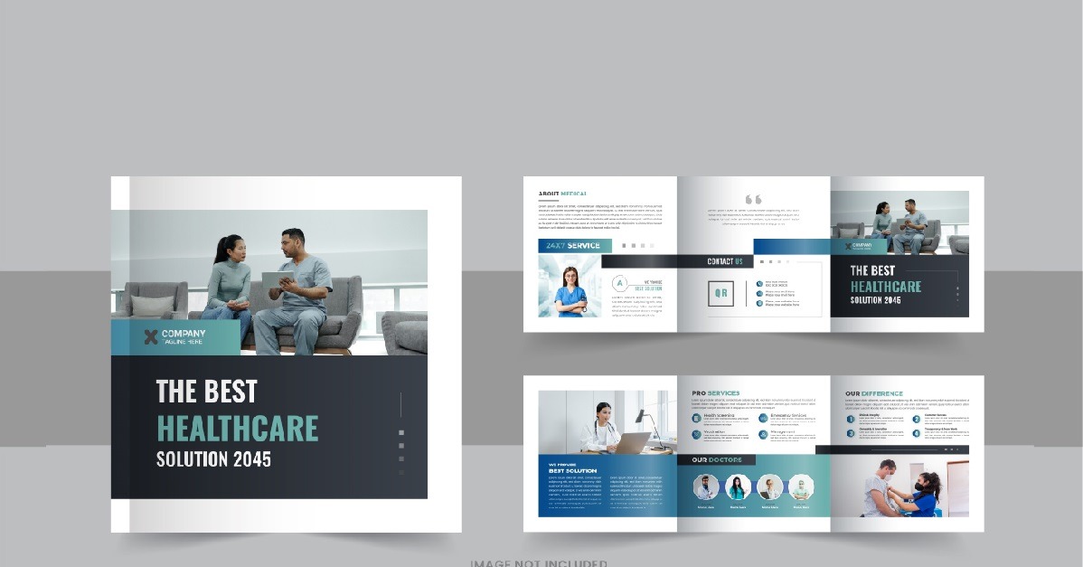 Healthcare, medical square trifold brochure or medical clinic service ...