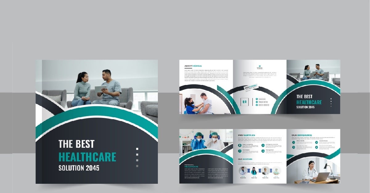 Healthcare, medical square trifold brochure or medical clinic service ...