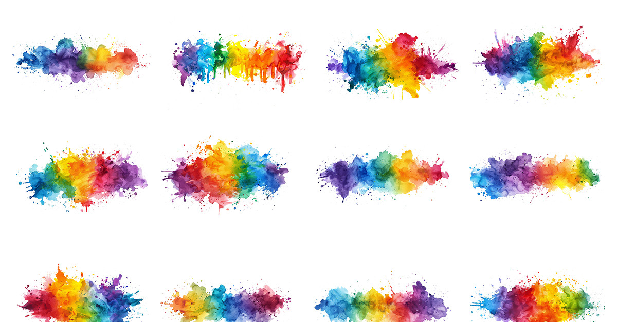 Watercolor colorful paint ink splatter splash, Abstract splatter brush ...