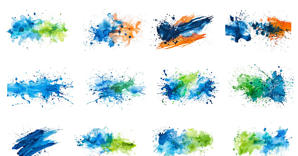 Watercolor ink paint splatter, rainbow painting splashes png background ...