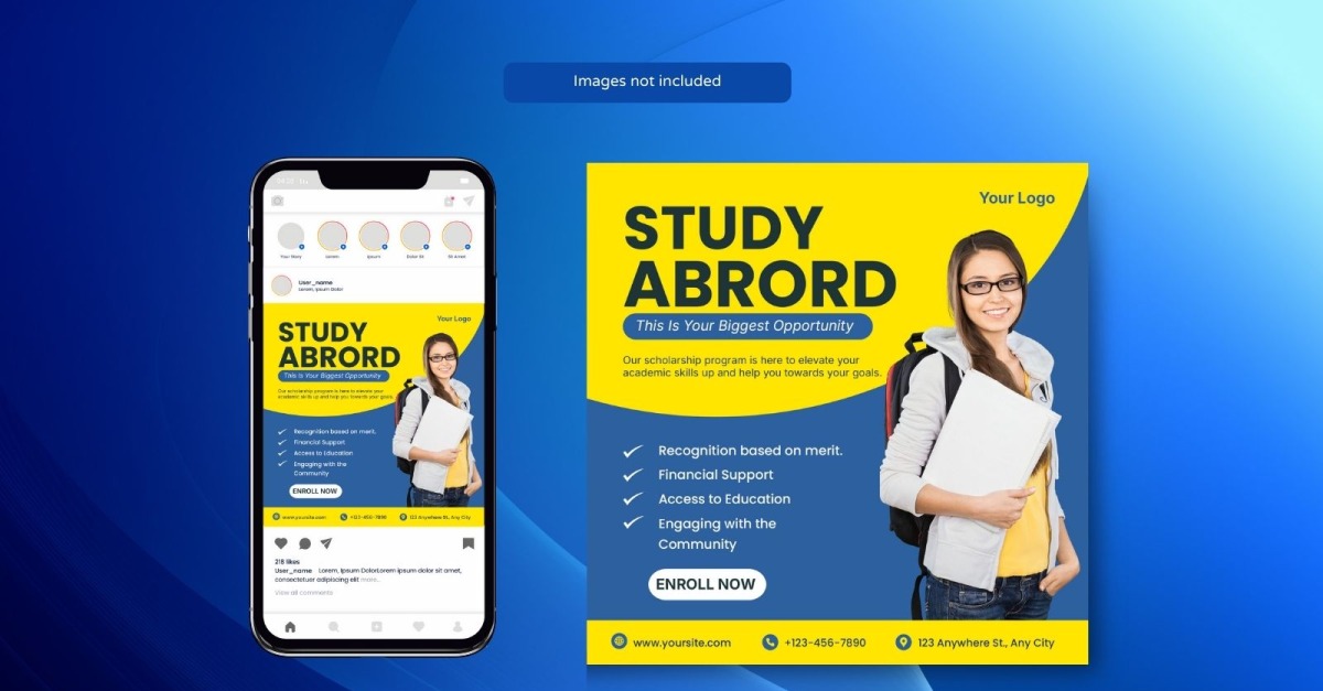 Study Abroad Promo Made Easy with This PSD Template Yellow