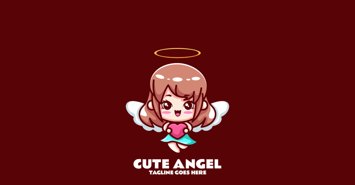 Cute Angel Mascot Cartoon Logo #439531 - TemplateMonster