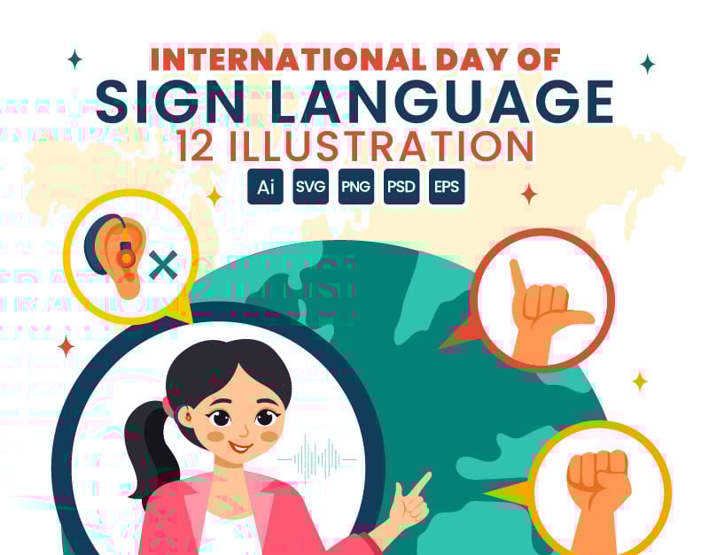 12 International Day of Sign Languages Vector Illustration