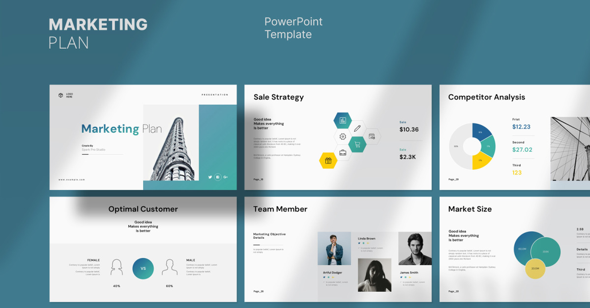 Modèle de conception PowerPoint de plan de marketing numérique
