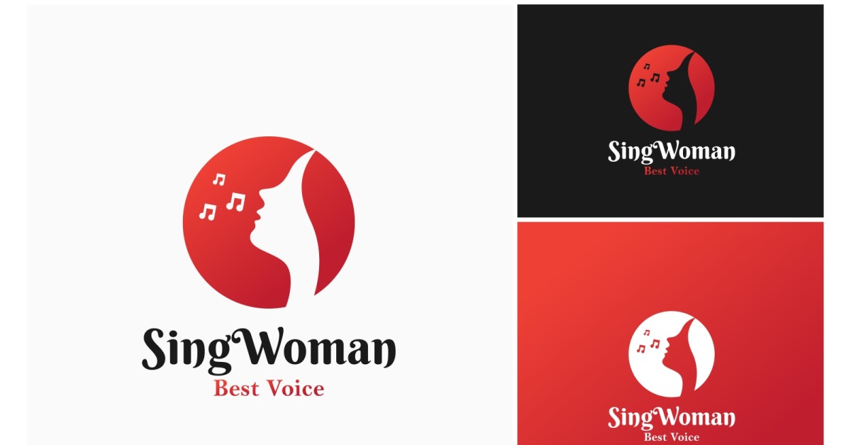 Coro de cantantes, mujer, logotipo musical - TemplateMonster